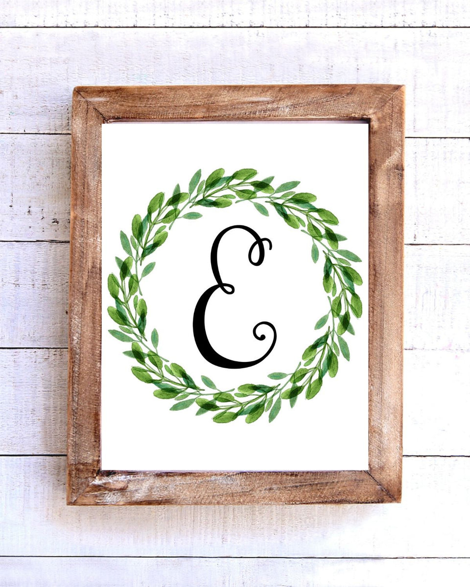 Monogram E Wreath Printable Wall Art – To Simply Inspire